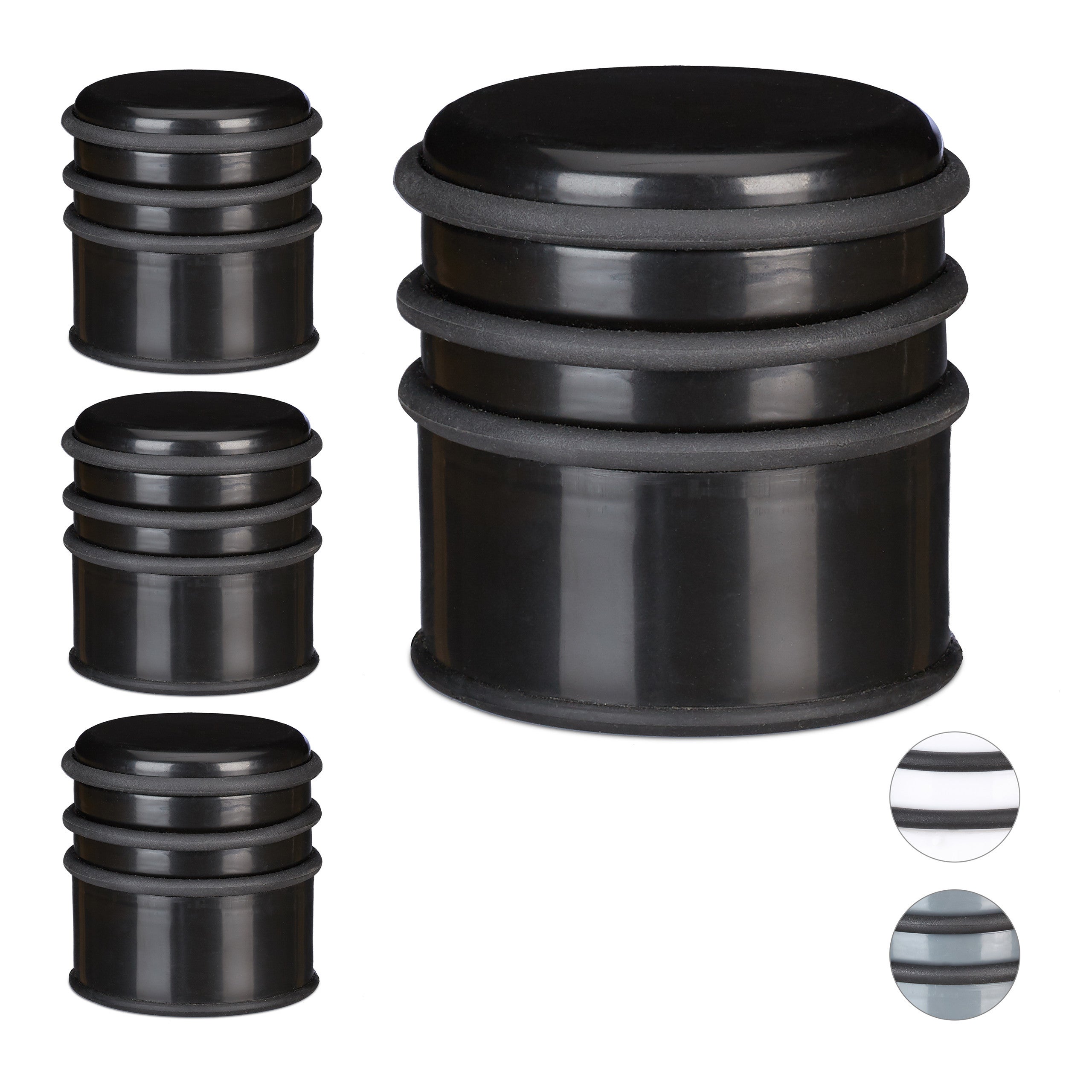 Relaxdays butoir de porte, lot de 4, pour sol, portes et fenêtres, ∅ 7 ...