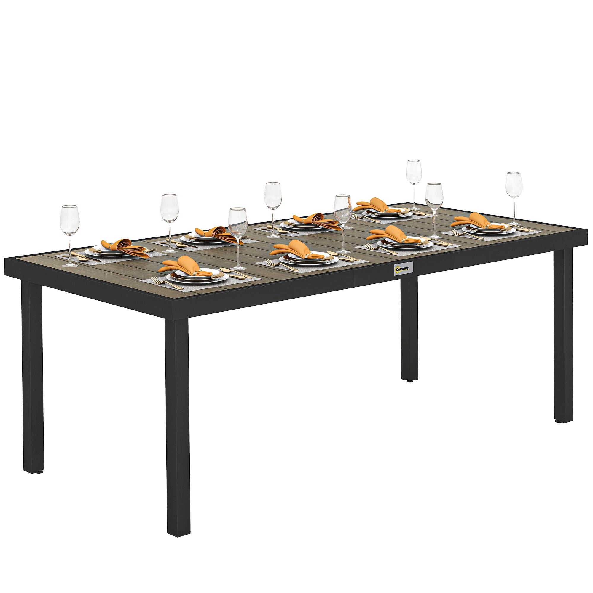 Table de jardin pour 8 personnes en aluminium et plastique, foncé et ...