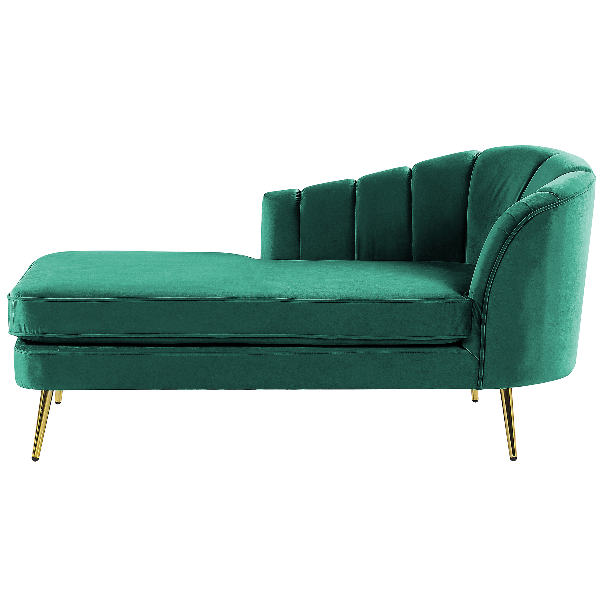 Chaise Longue Méridienne Côté Droit en Velours Vert Émeraude avec Pieds ...