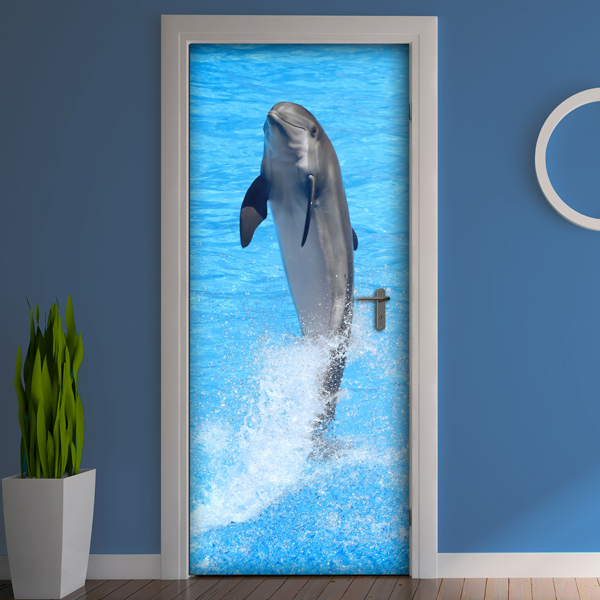 Sticker pour portes sans bulles et découpable - Dauphin 73x210cm ...