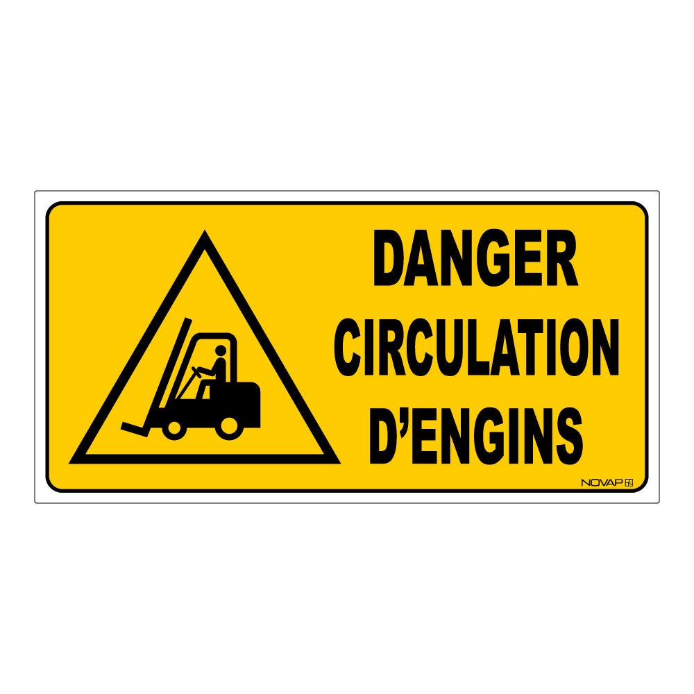Panneau Danger circulation d'engins - Rigide 960x480mm - 4000466 ...