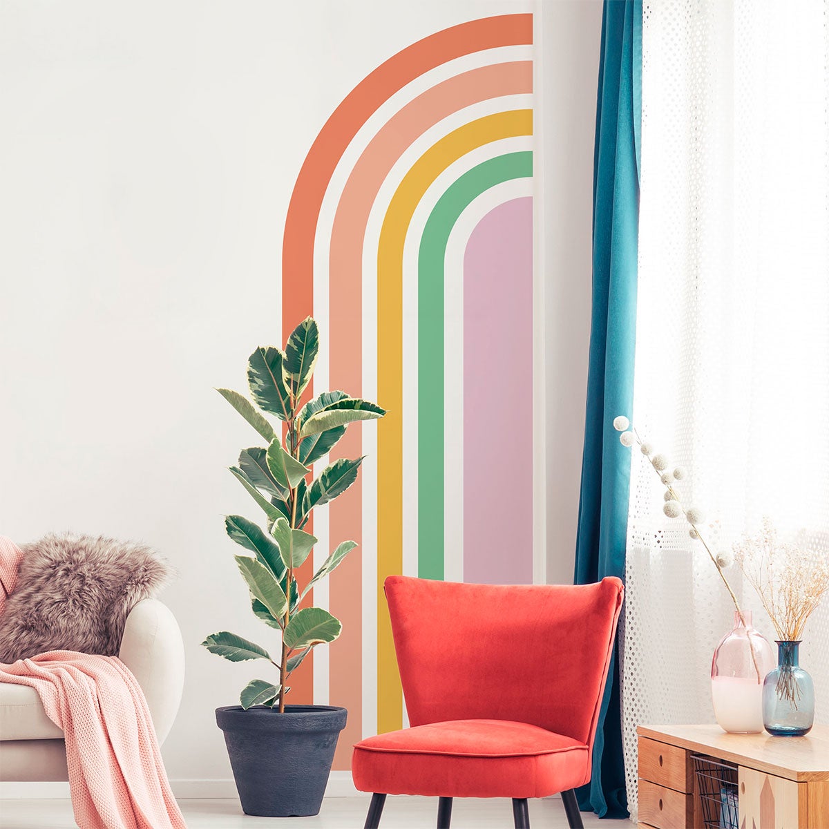 Papel pintado prepegado medio arco del arco iris - adhesivo de pared ...