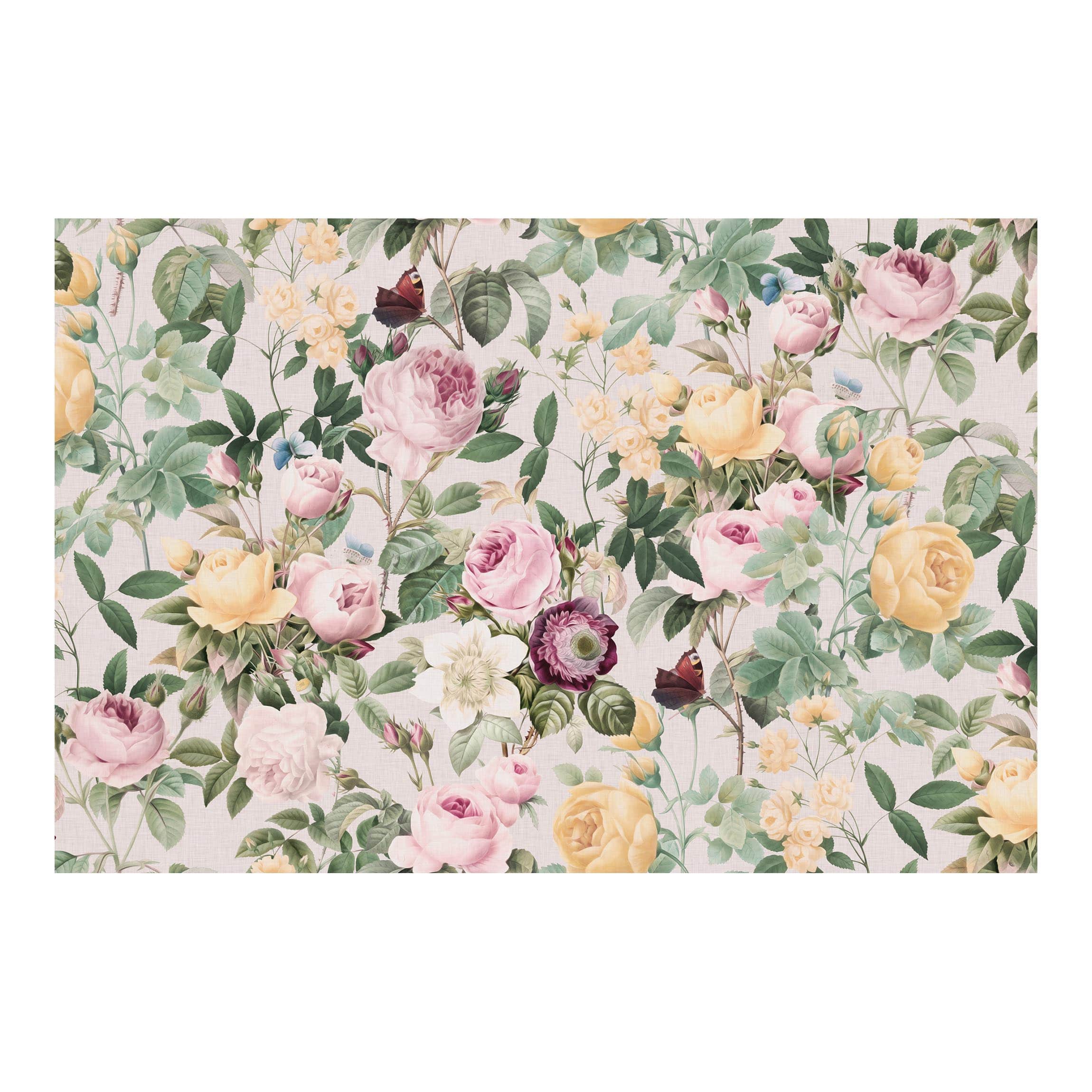 Papier peint panoramique fleurs fleuri illustration vintage campagne ...