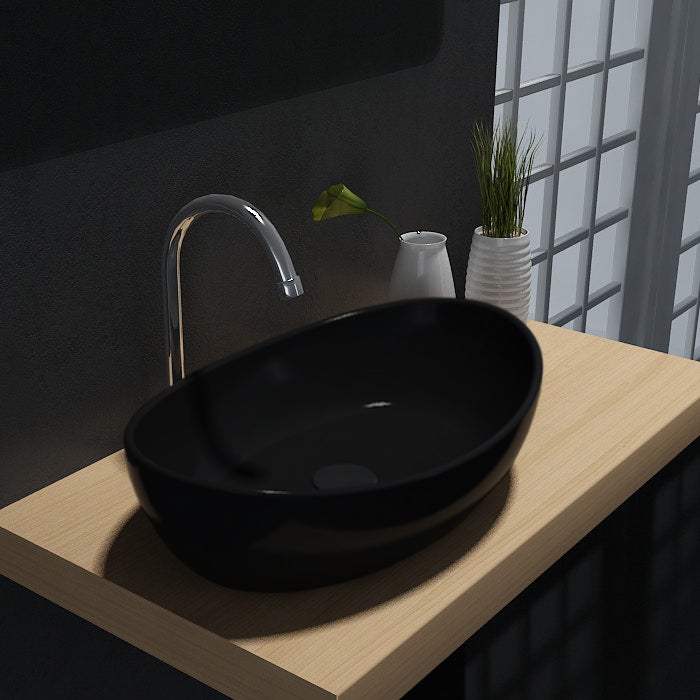 BERNSTEIN - Vasque ovale moderne Lavabo en fonte, Lave main à poser ...