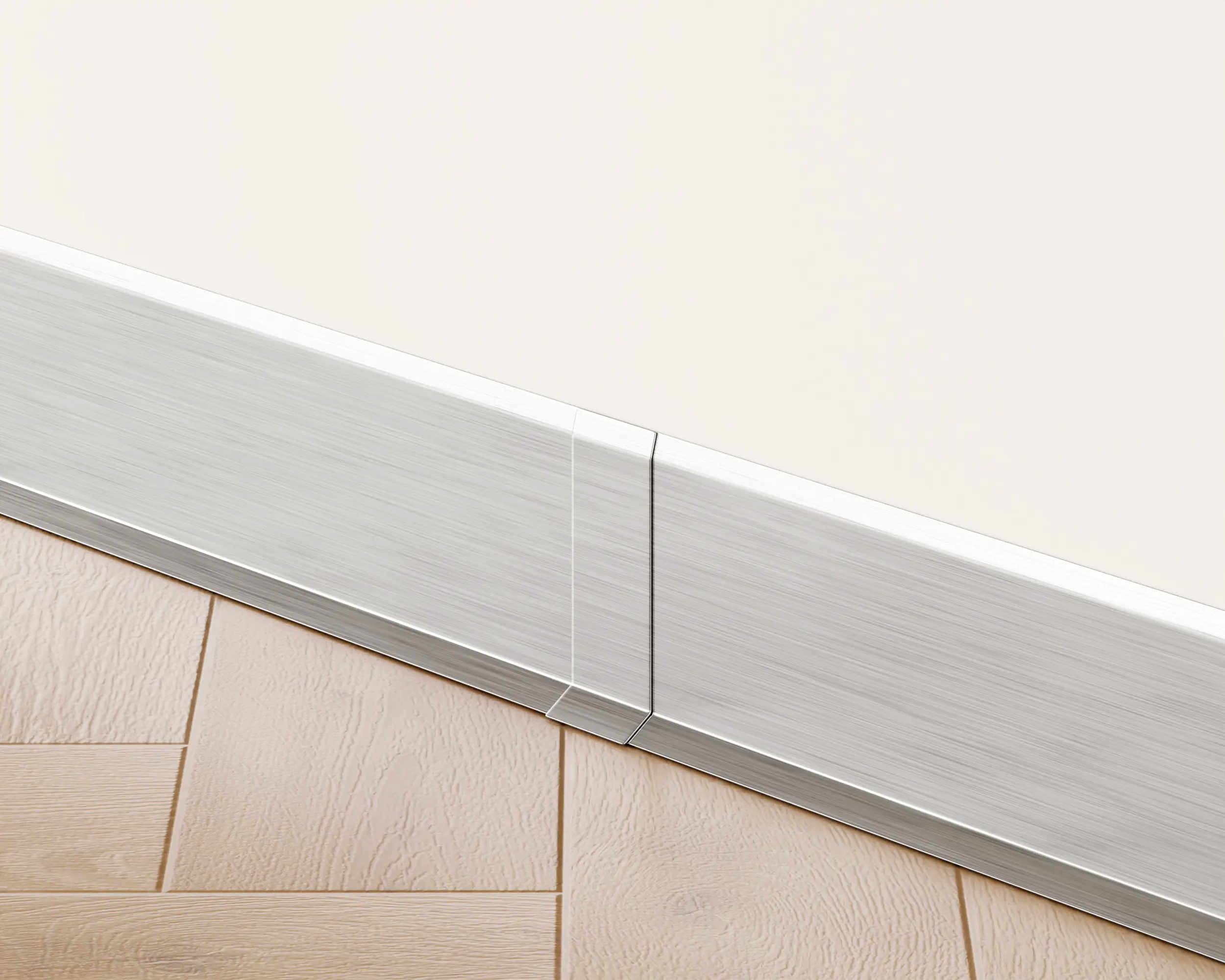 Jeu de 4 jonction FI en acier inoxydable pour plinthes 10cm x 3cm x 1.2cm - Argent satiné ...