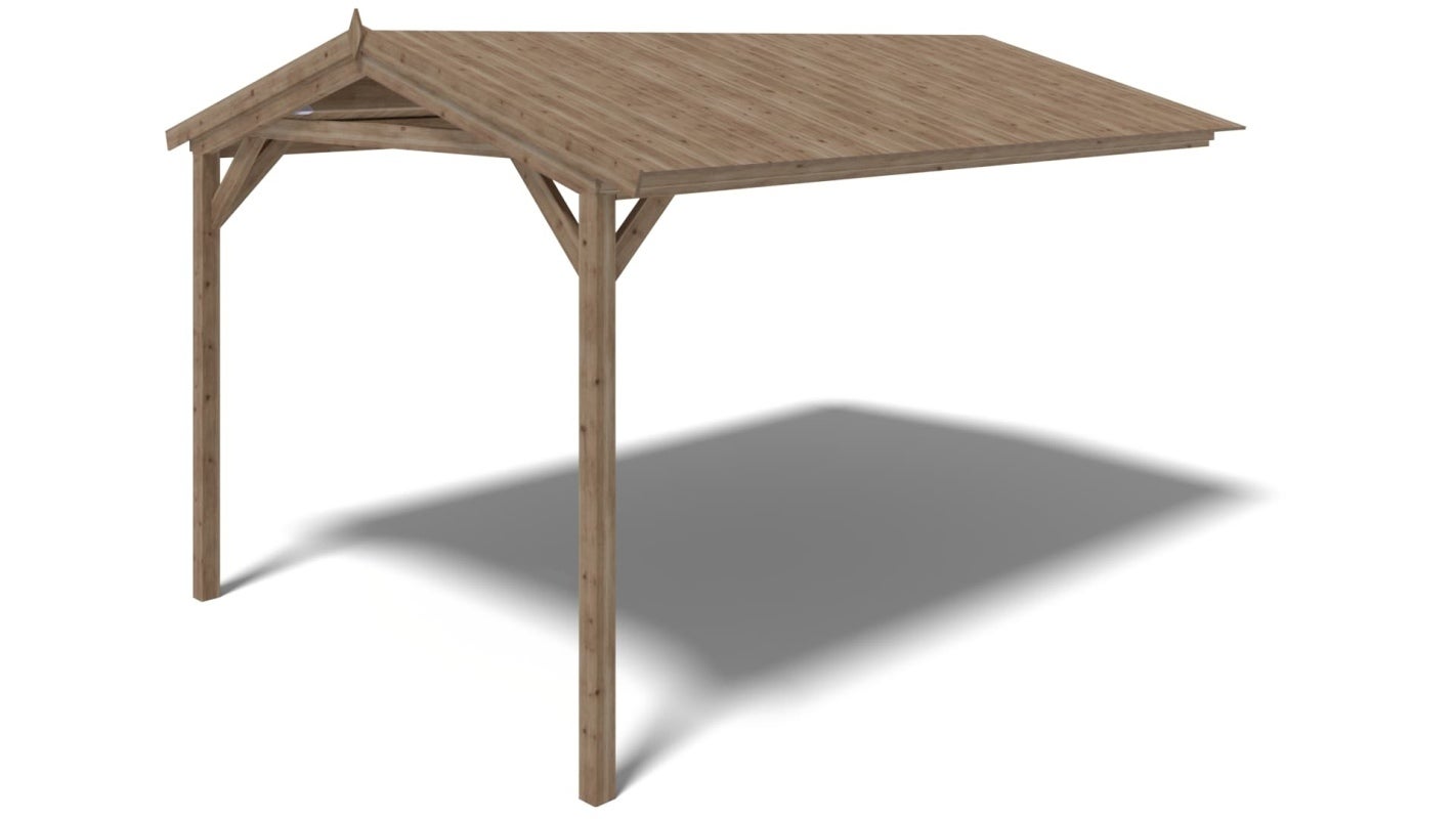 Avant-toit en bois 4x2,76m pour le chalet de jardin 4m, traité, marron ...