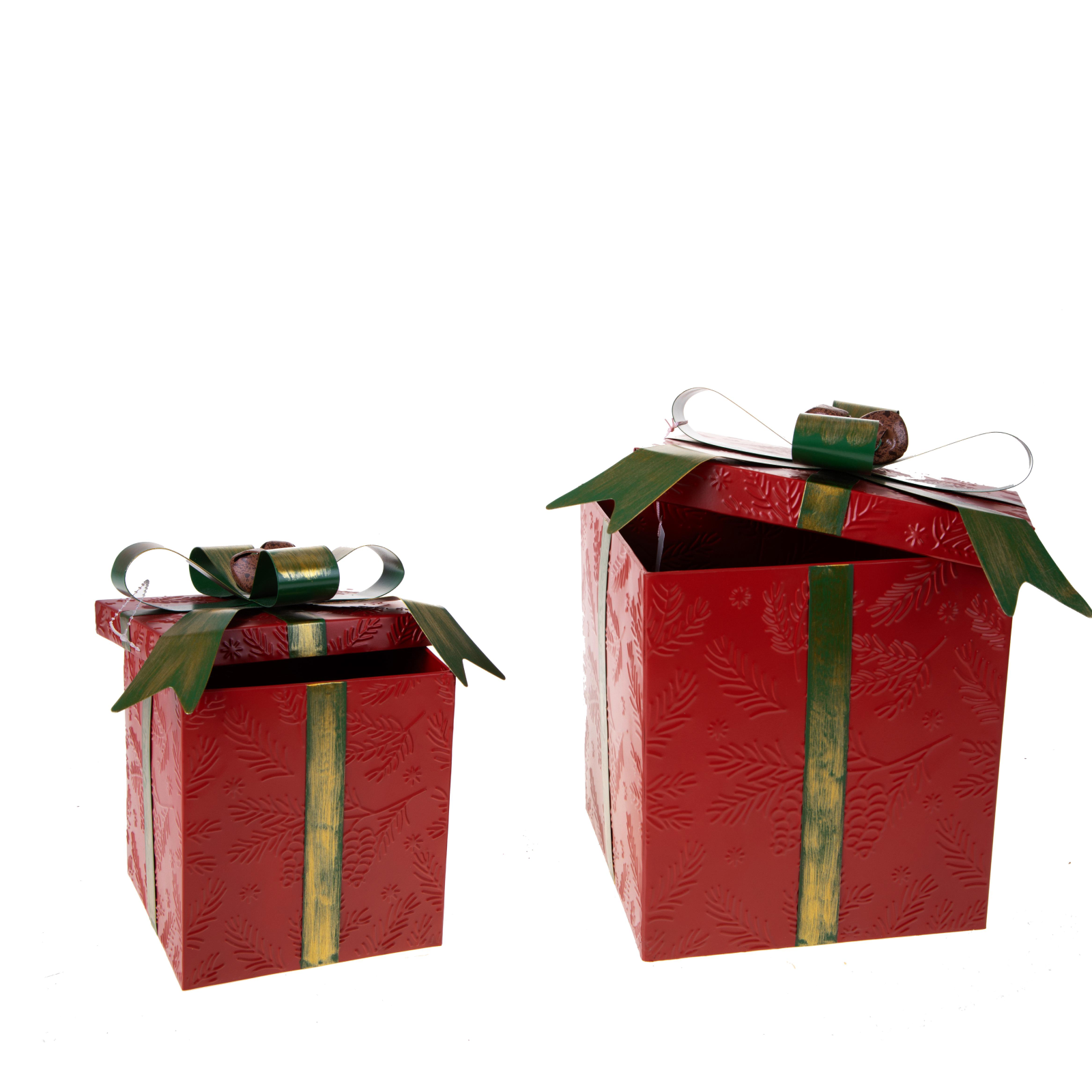 Paquet cadeau rouge avec noeud vert H.22 cm pour décorations de Noël ...