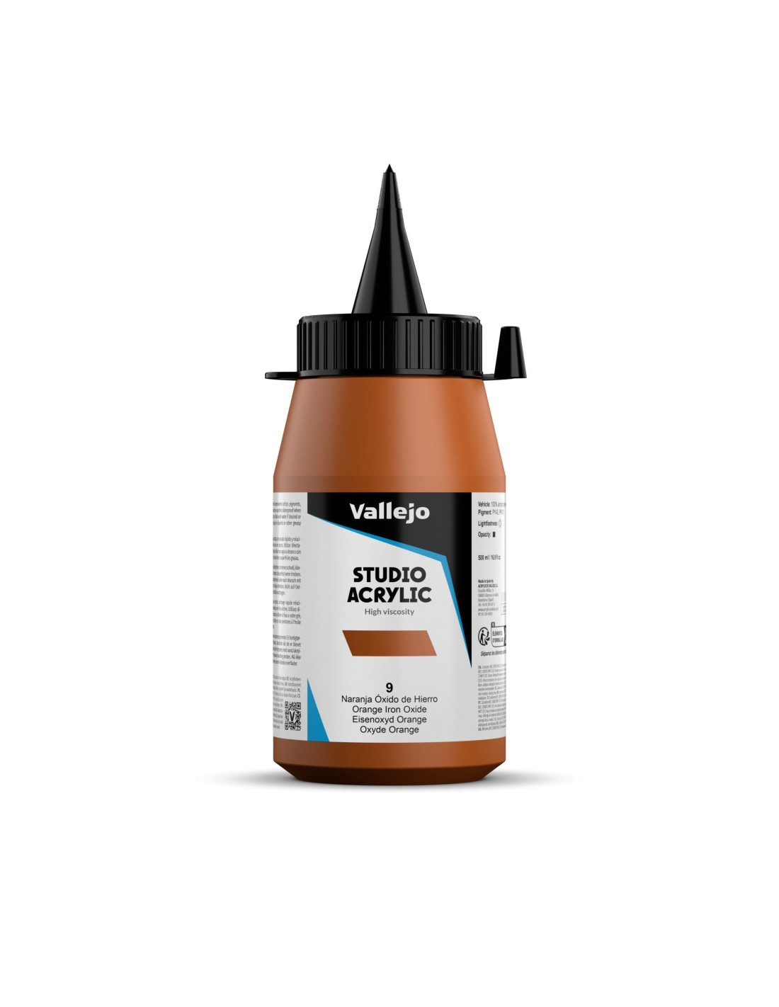 ACRYLICOS VALLEJO - PINTURA ACRILICA VALLEJO STUDIO 500 ML (9 Naranja Óxido Hierro) | Leroy Merlin