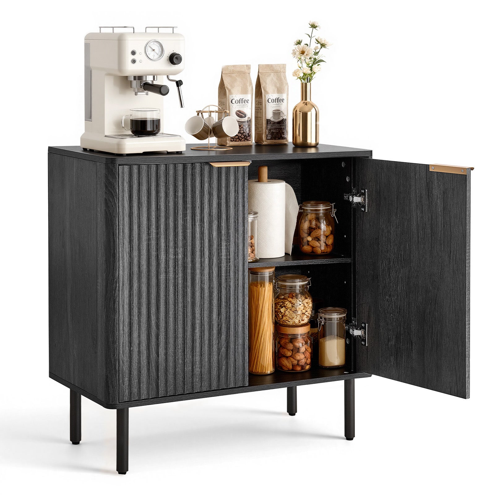 Buffet à 2 Niveaux VEVOR, Meuble de Rangement Cuisine avec 2 Portes ...