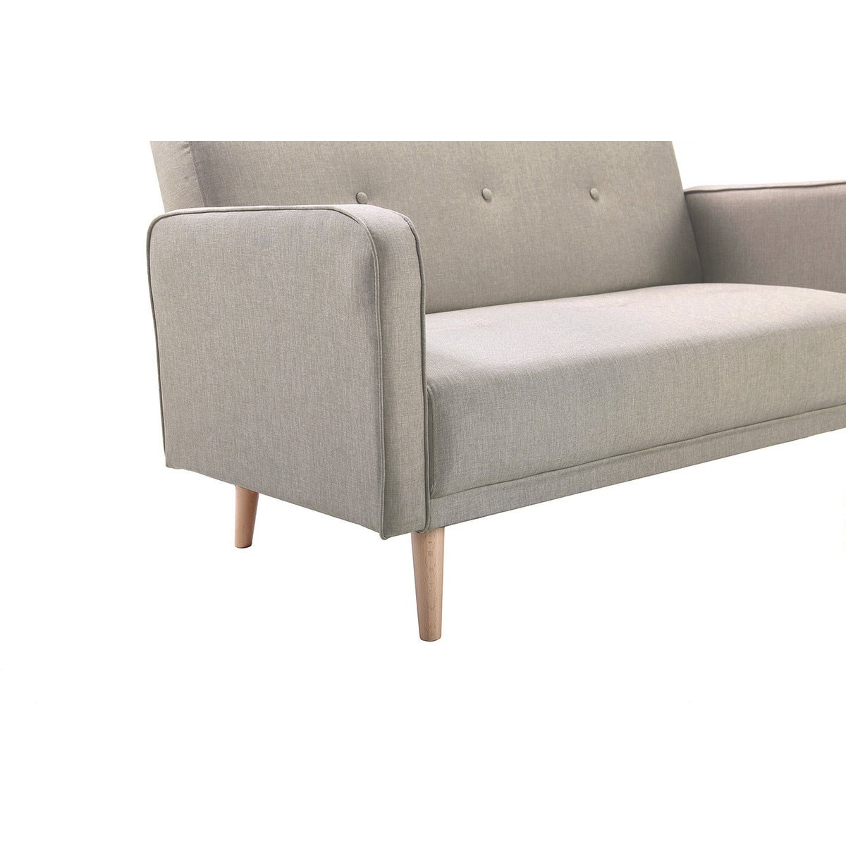 Canapé scandinave 2 places en tissu beige et bois clair ULLA | Leroy Merlin