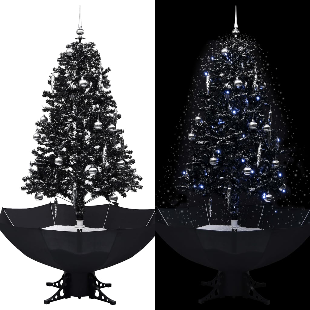 Arbre de No?l neigeux avec base de parapluie Noir 170 cm PVC | Leroy Merlin