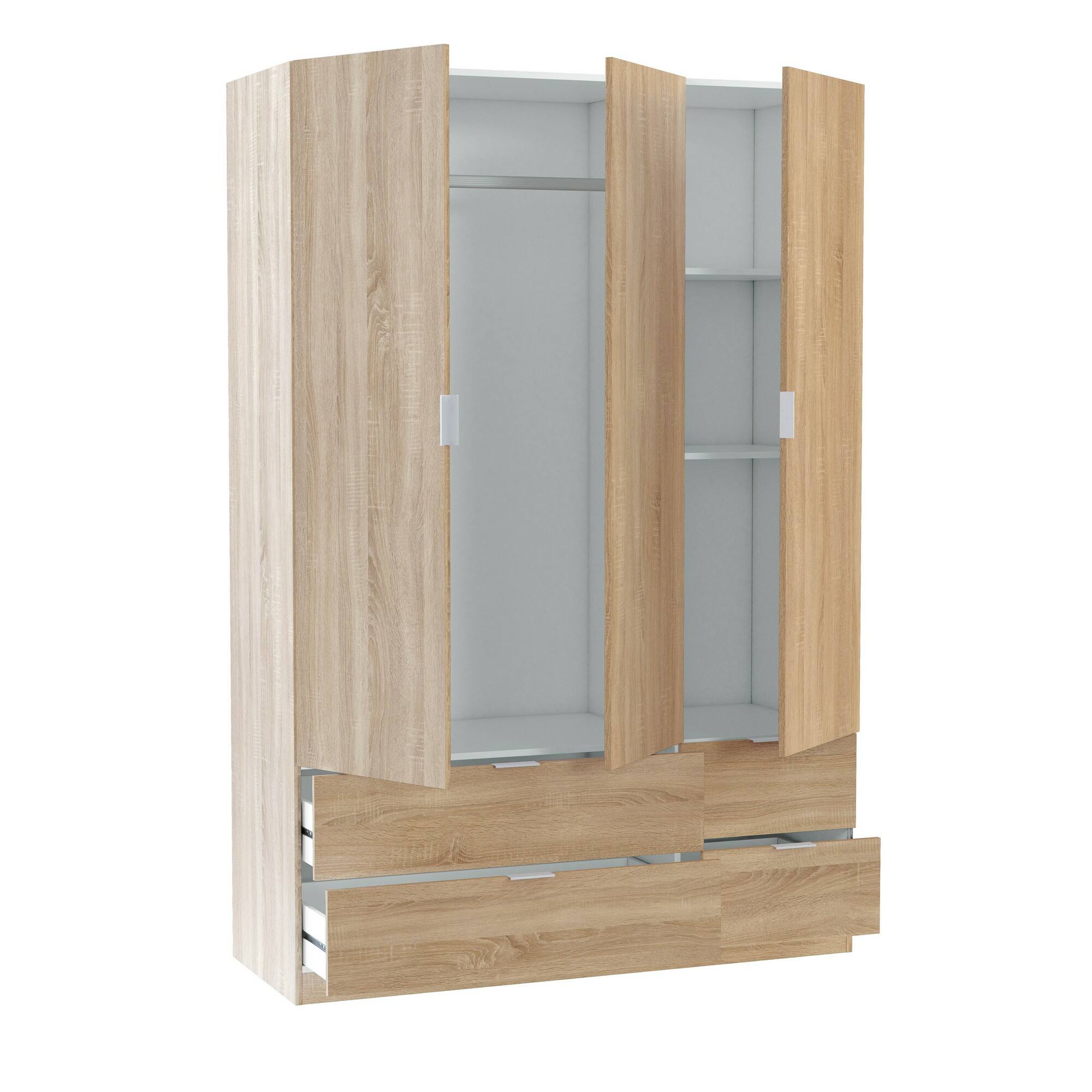 Garde-robe 3 portes Ababala, Armoire de chambre avec 3 portes et 2 ...