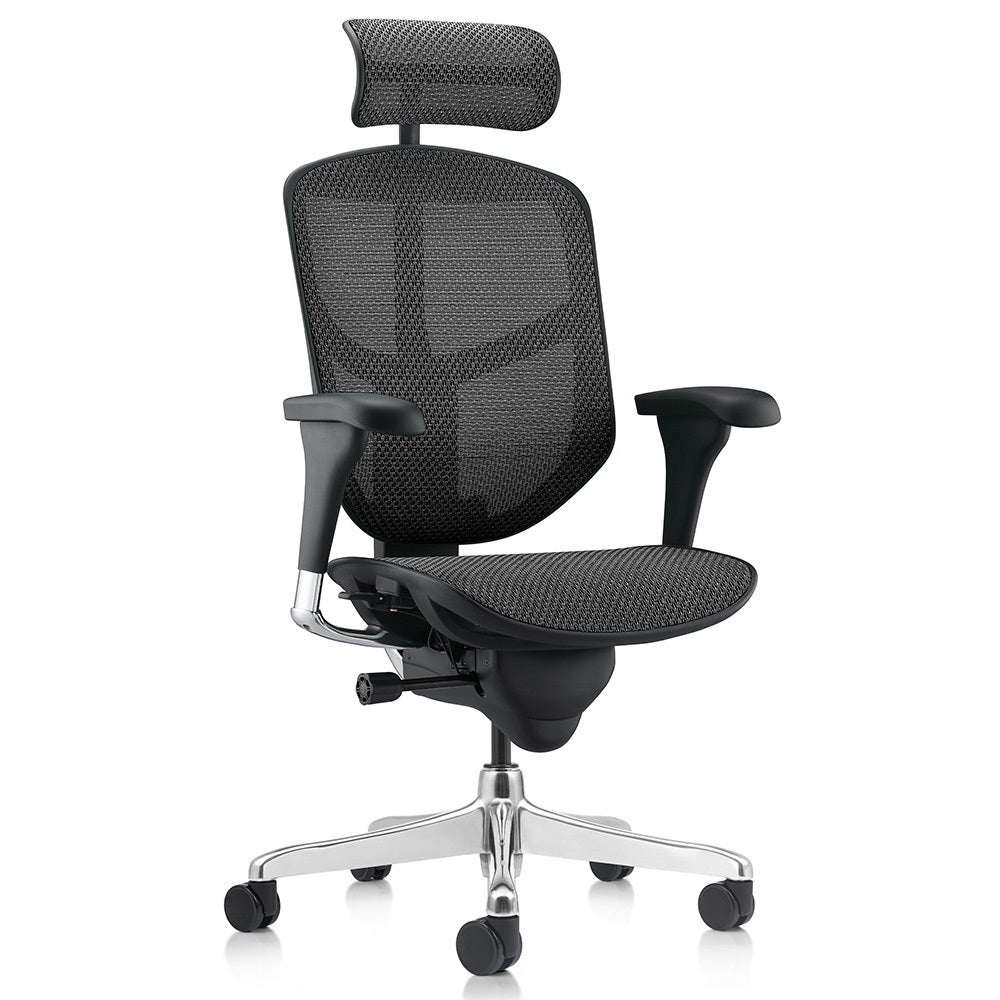 Chaise bureau COMFORT Enjoy Classic2 (avec appui-tête) - Maille - Noir ...