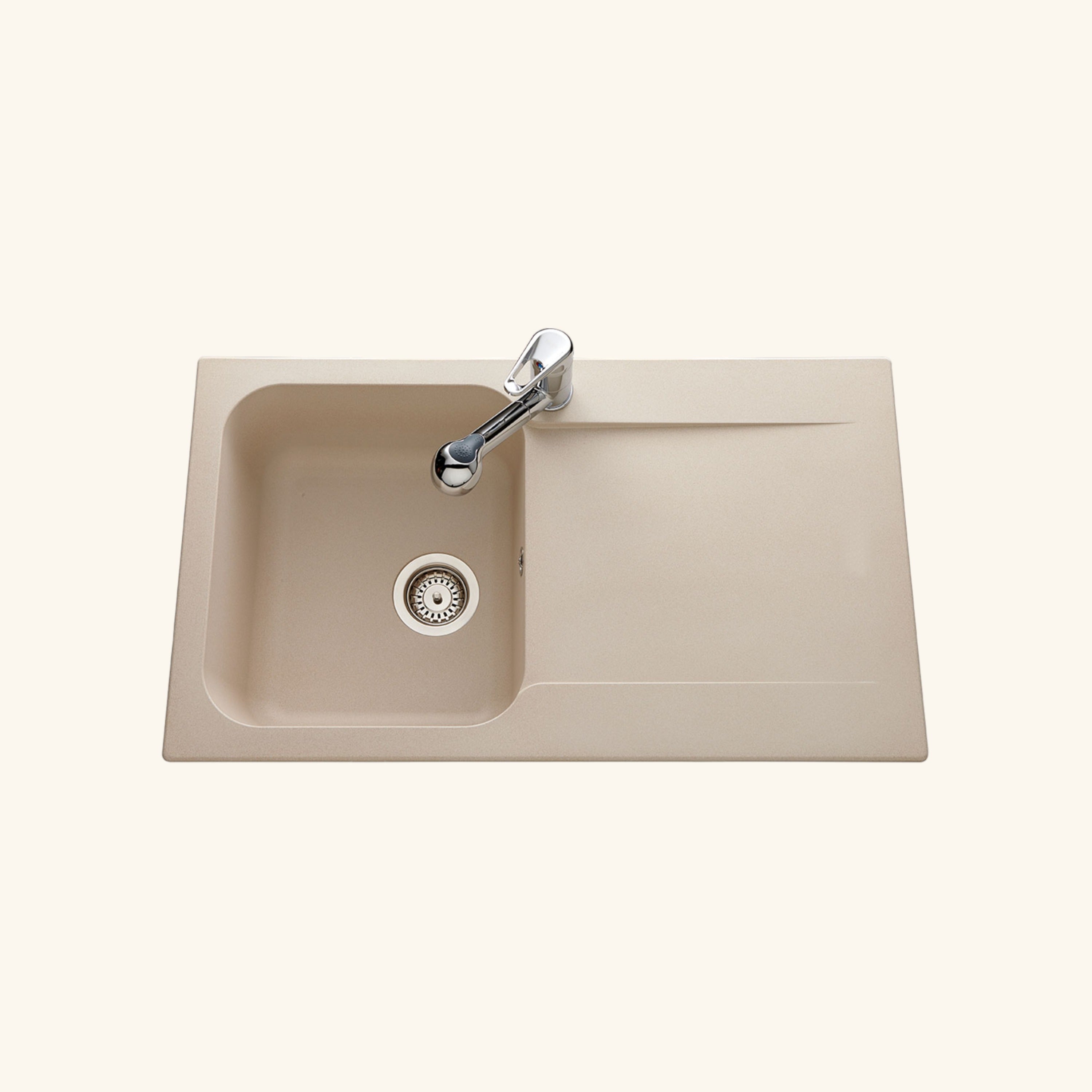 Évier synthèse beige moucheté Ewi ZIGGY 1 bac 1 égouttoir | Leroy Merlin