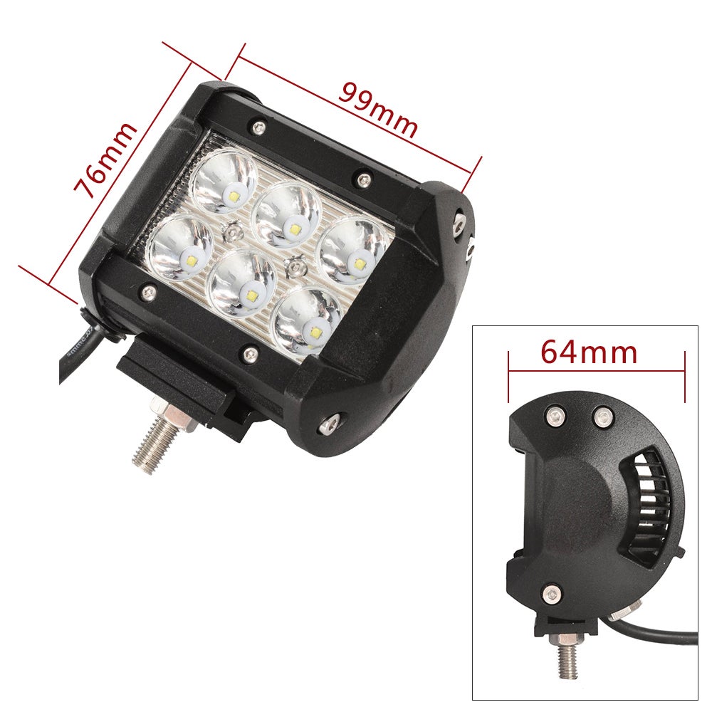 4 x 18W LED de travail 12V 24V offroad projecteur IP67 1800LM 6500K ...