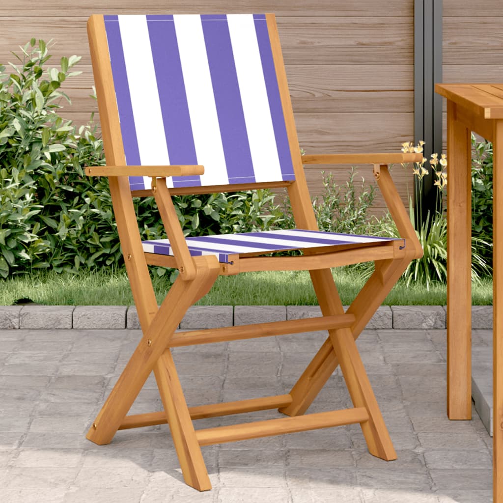 Chaises de jardin lot de 2 bleu/blanc bois acacia massif tissu | Leroy ...