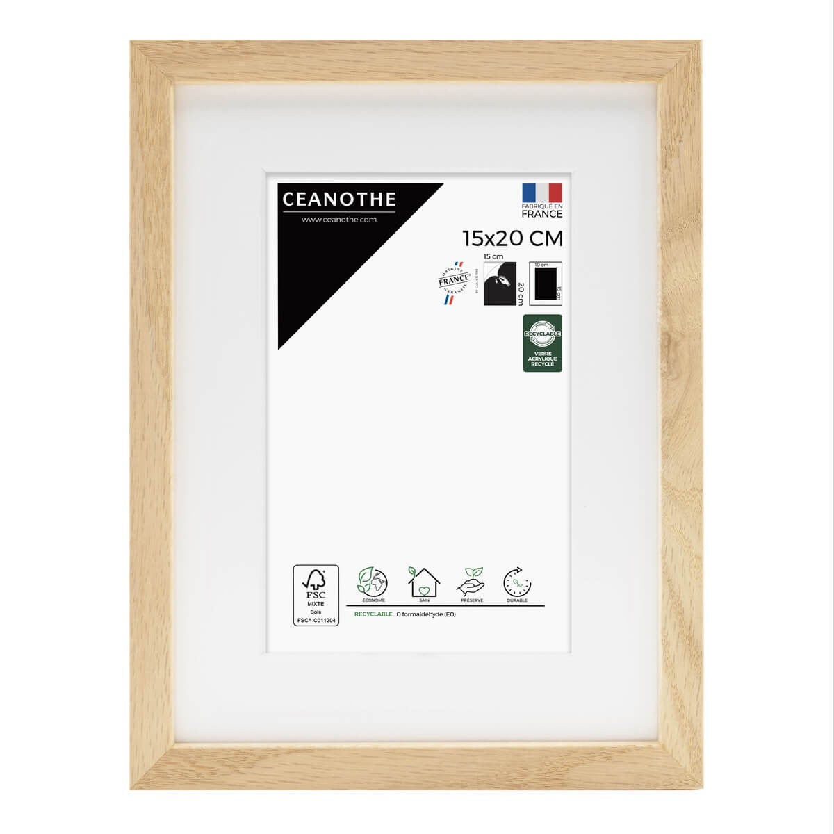 Cadre photo 15x20 cm chêne Alba avec passe-partout 10x15 cm | Leroy Merlin