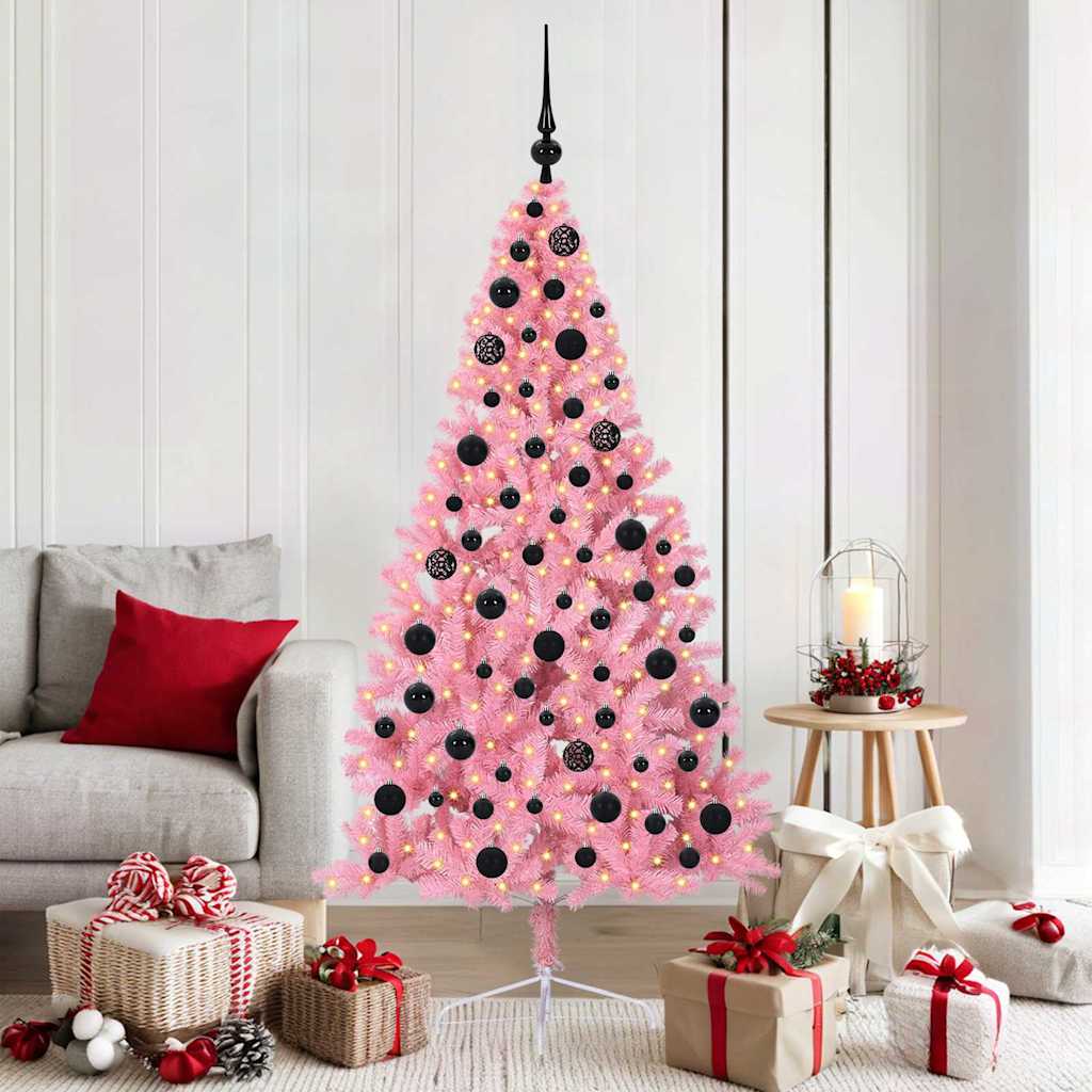 Sapin de Noël artificiel pré-éclairé Rose 180 cm PVC | Leroy Merlin