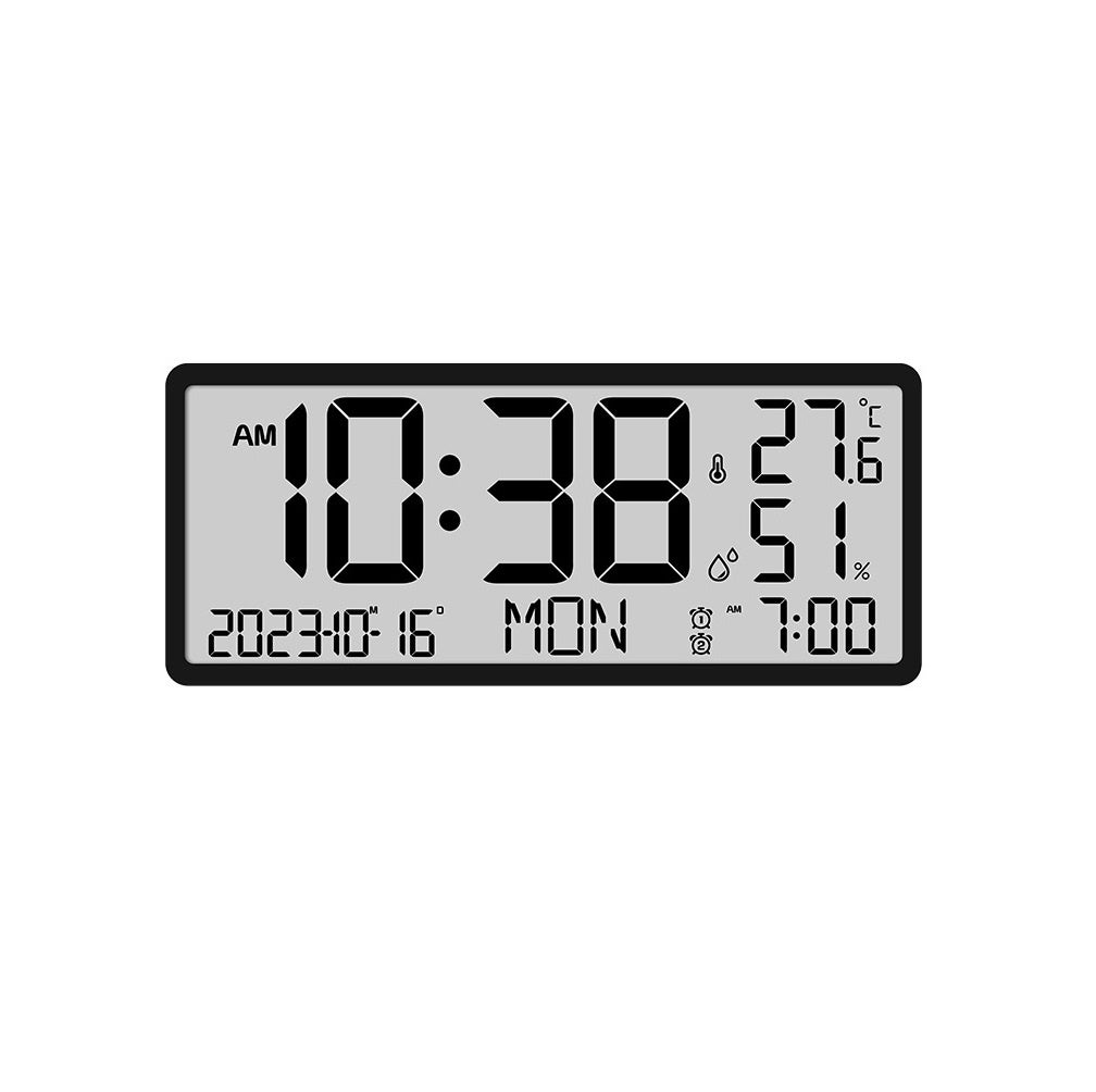 Horloge murale numérique heure-date-température int.-humidité noir ...
