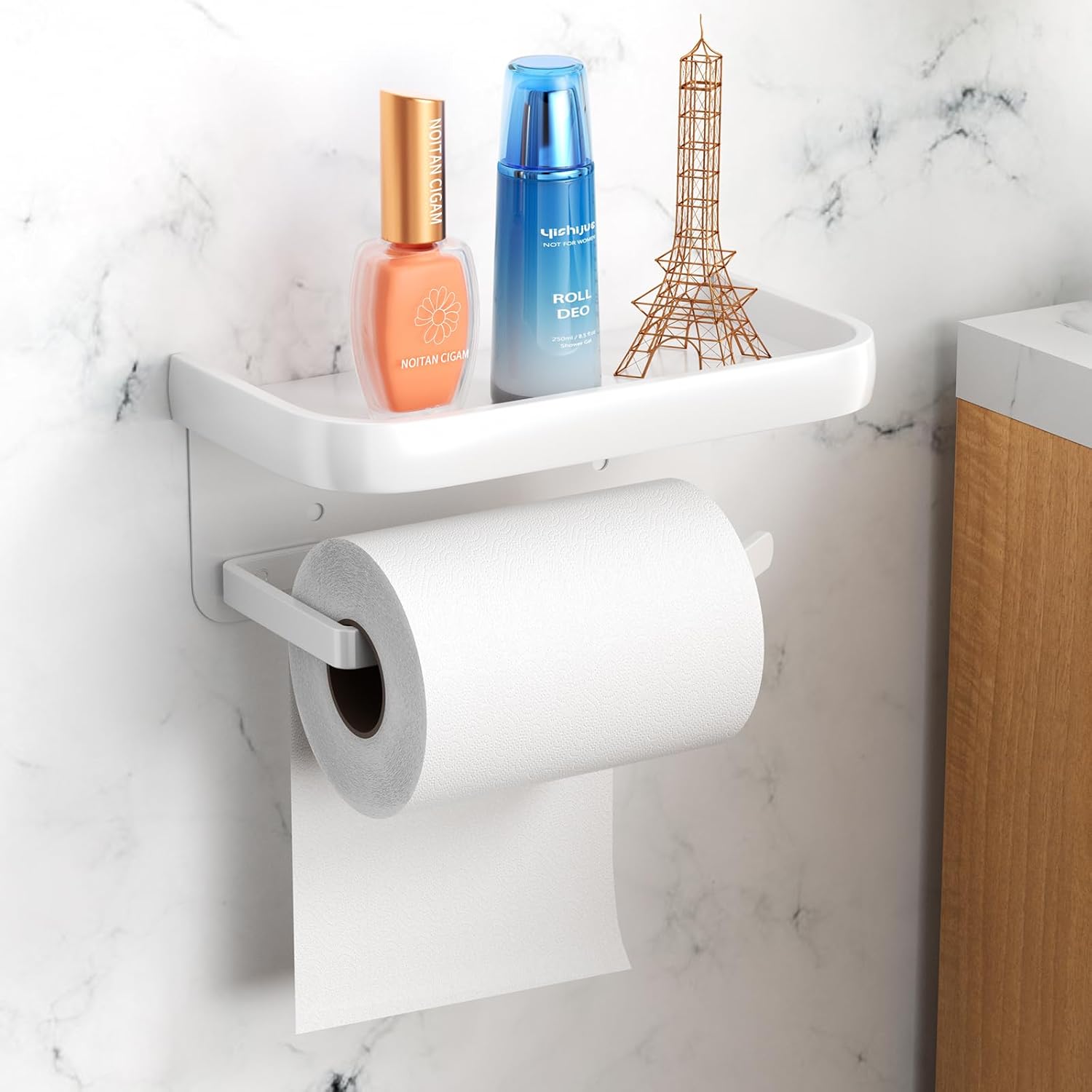 Porte-Papier Toilette sans Perçage en Aluminium, Porte-Rouleau avec ...