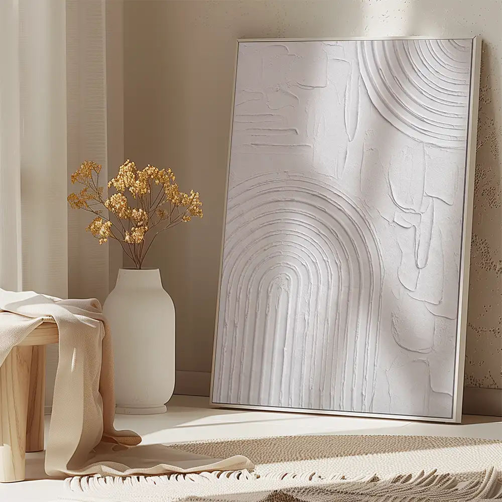 DekoArte - Tableau décoratif salon moderne en relief blanc – Neige ...