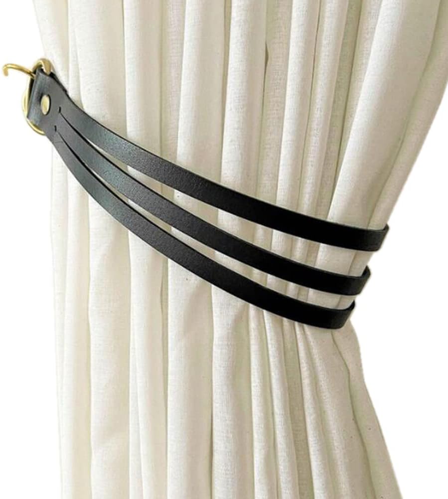 Lot de 2 attaches de rideaux en cuir, supports de tringle à rideaux en ...