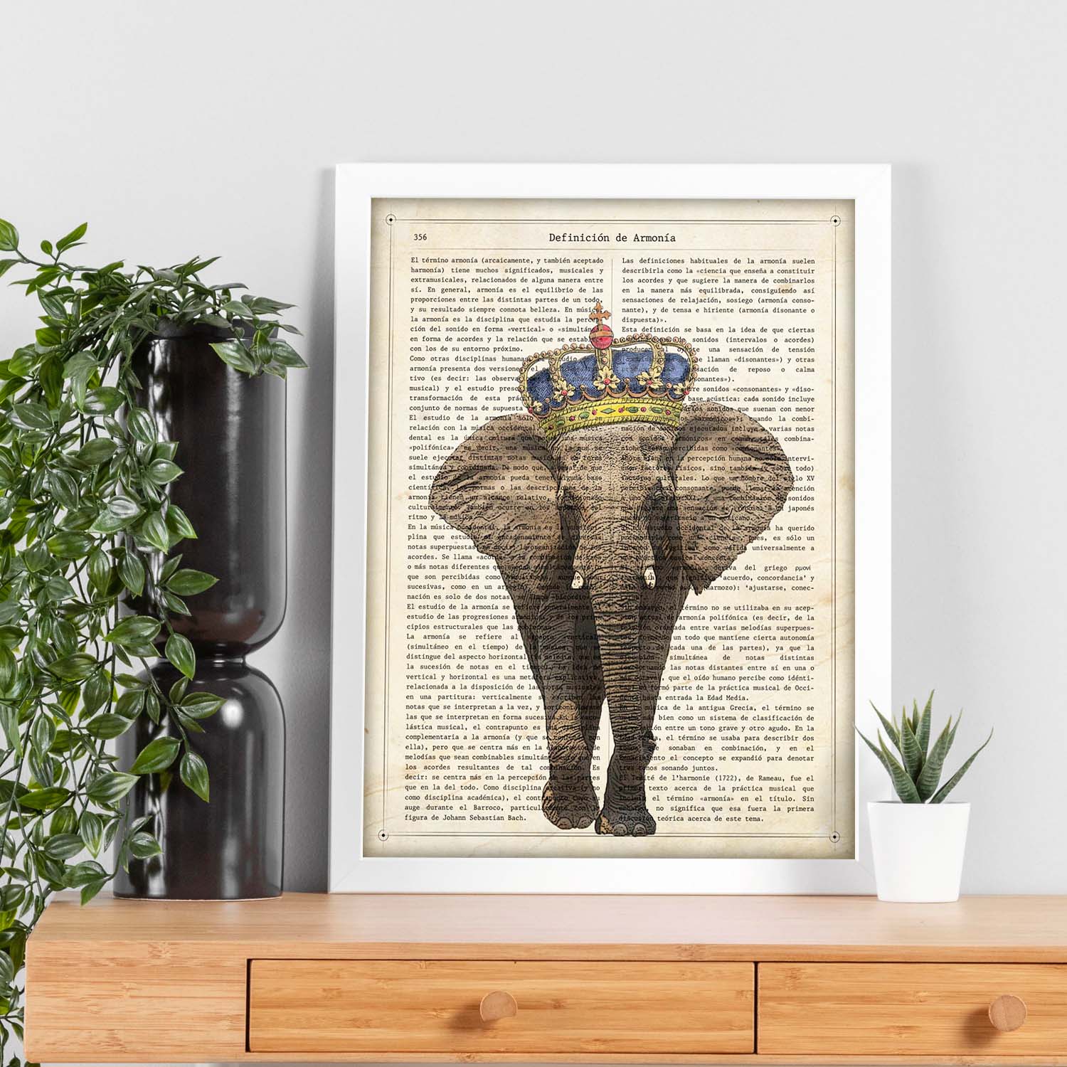 Affiche D'éléphant Avec Couronne. Feuilles D'éléphants Avec Des ...