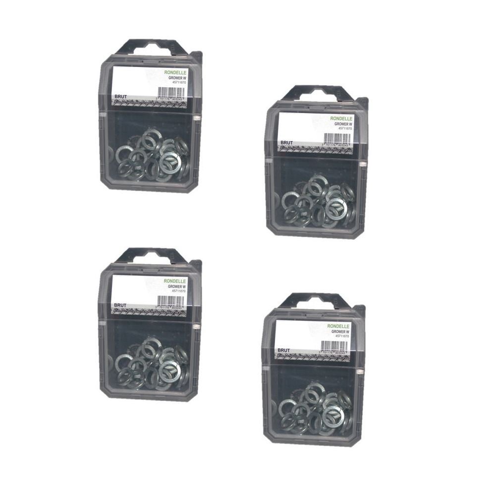 4 Coques de 100 Rondelles Grower M8 mm - NFE 25515 - Zingué blanc - D ...