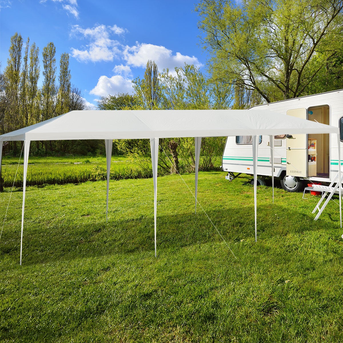 Tonnelle Jardin Pliant 3x9m Réception Imperméable Tube Métal Blanc ...
