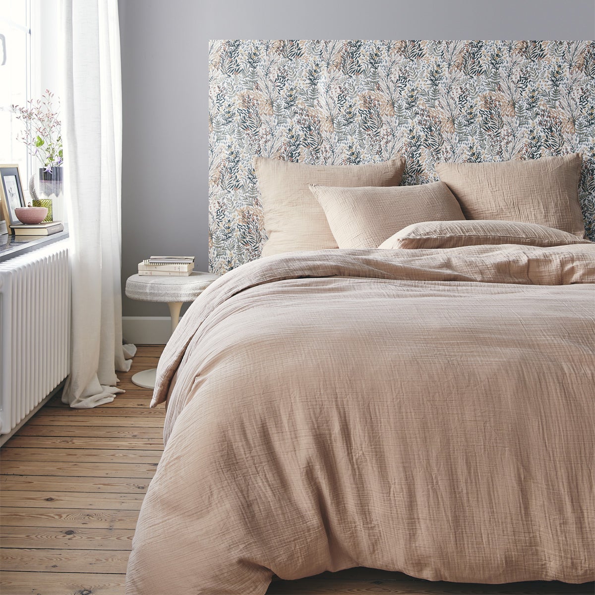 Parure de lit Housse de couette + Taie rectangle en gaze de coton lavée ...