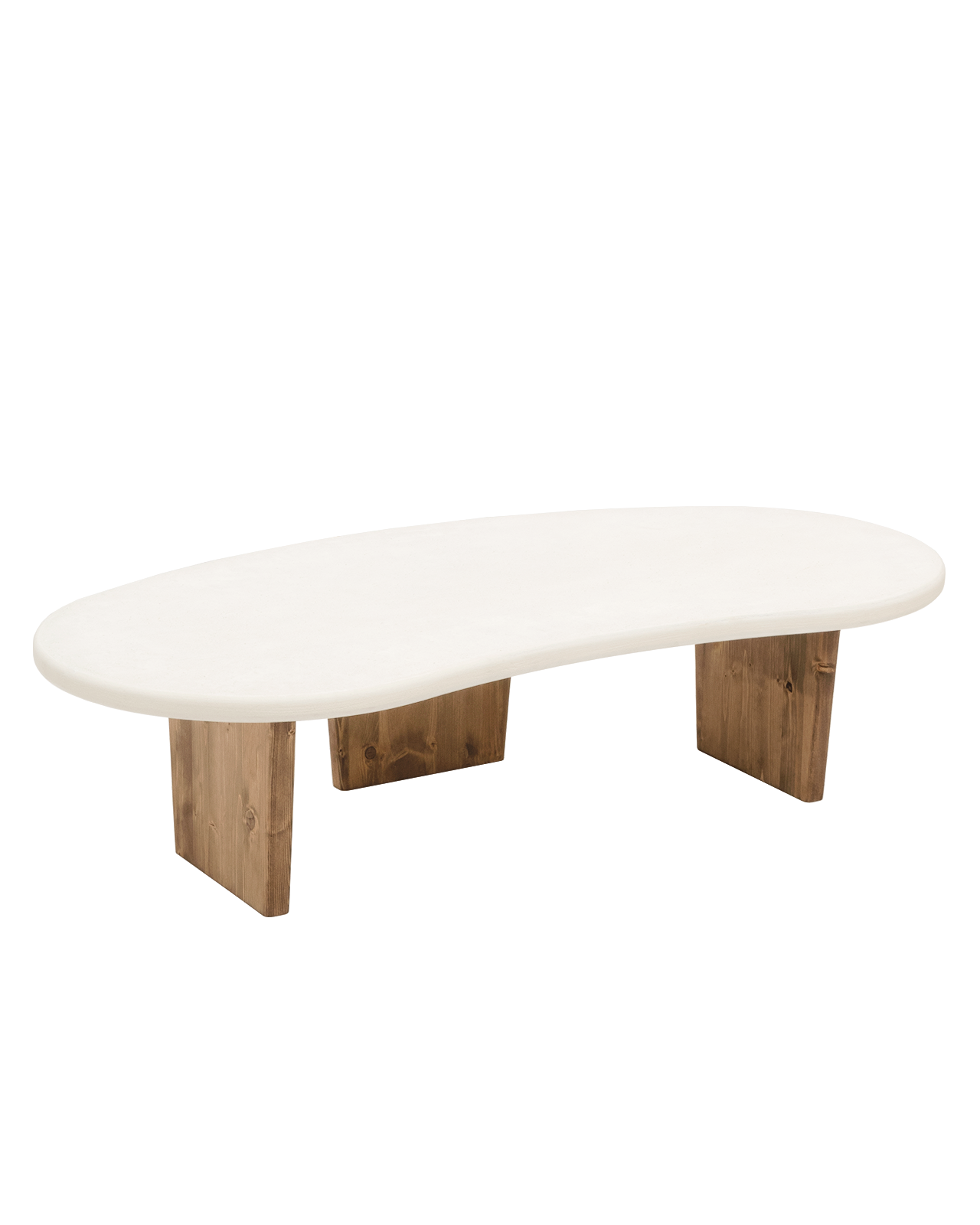 Table basse de forme organique en microciment Decowood avec trois pieds ...