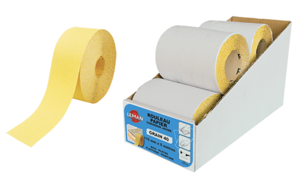 LEMAN11605080 ROLLO DE PAPEL CORINDON AMARILLO 115MM X 5 M GR 80 LEMAN ...