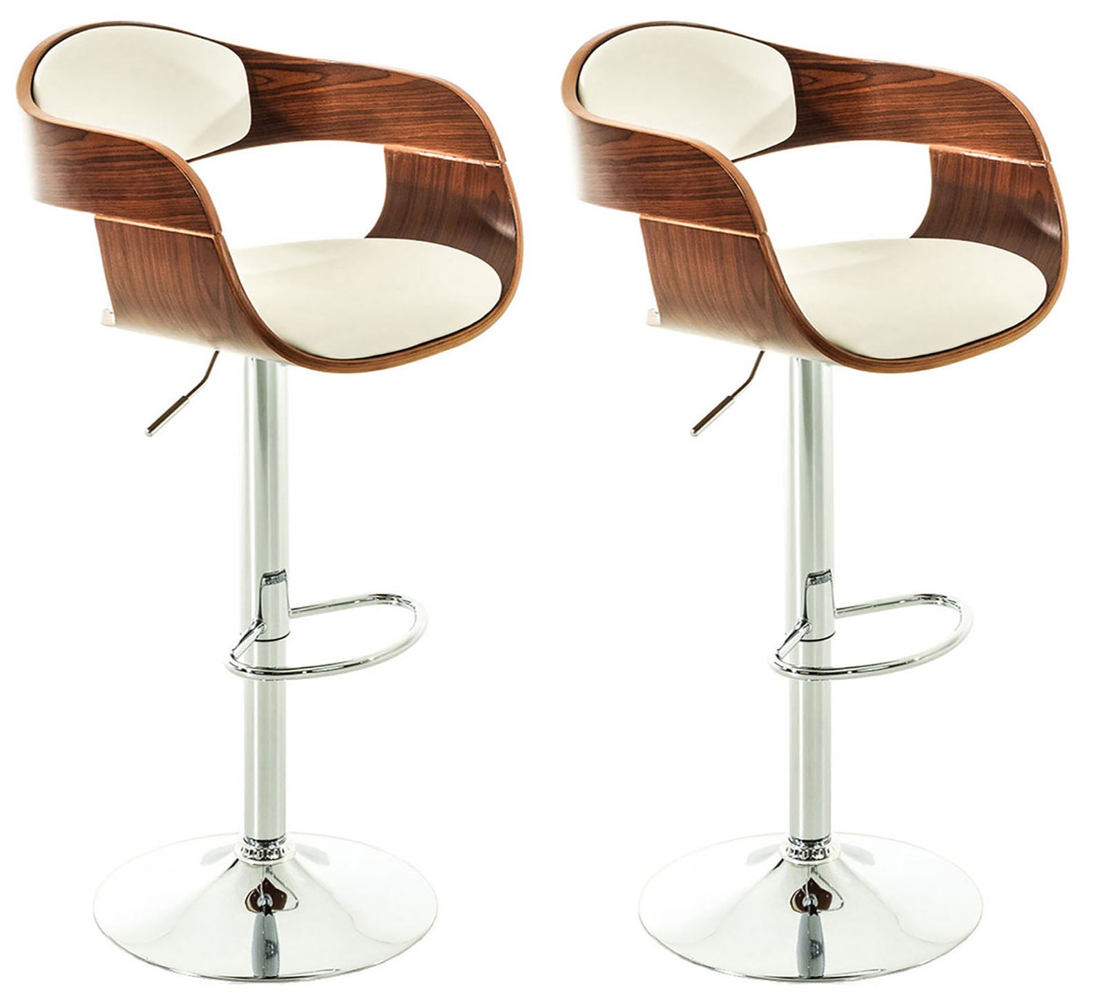 Set de 2 chaises hautes de bar avec repose-pied design moderne noyer et ...