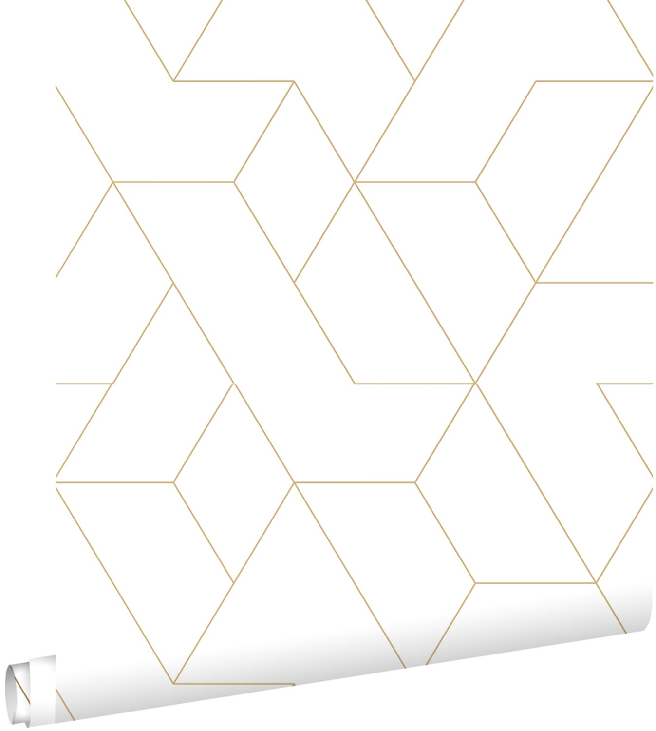 Carta da parati linee grafiche bianco e oro - 50 x 900 cm - ESTAhome ...