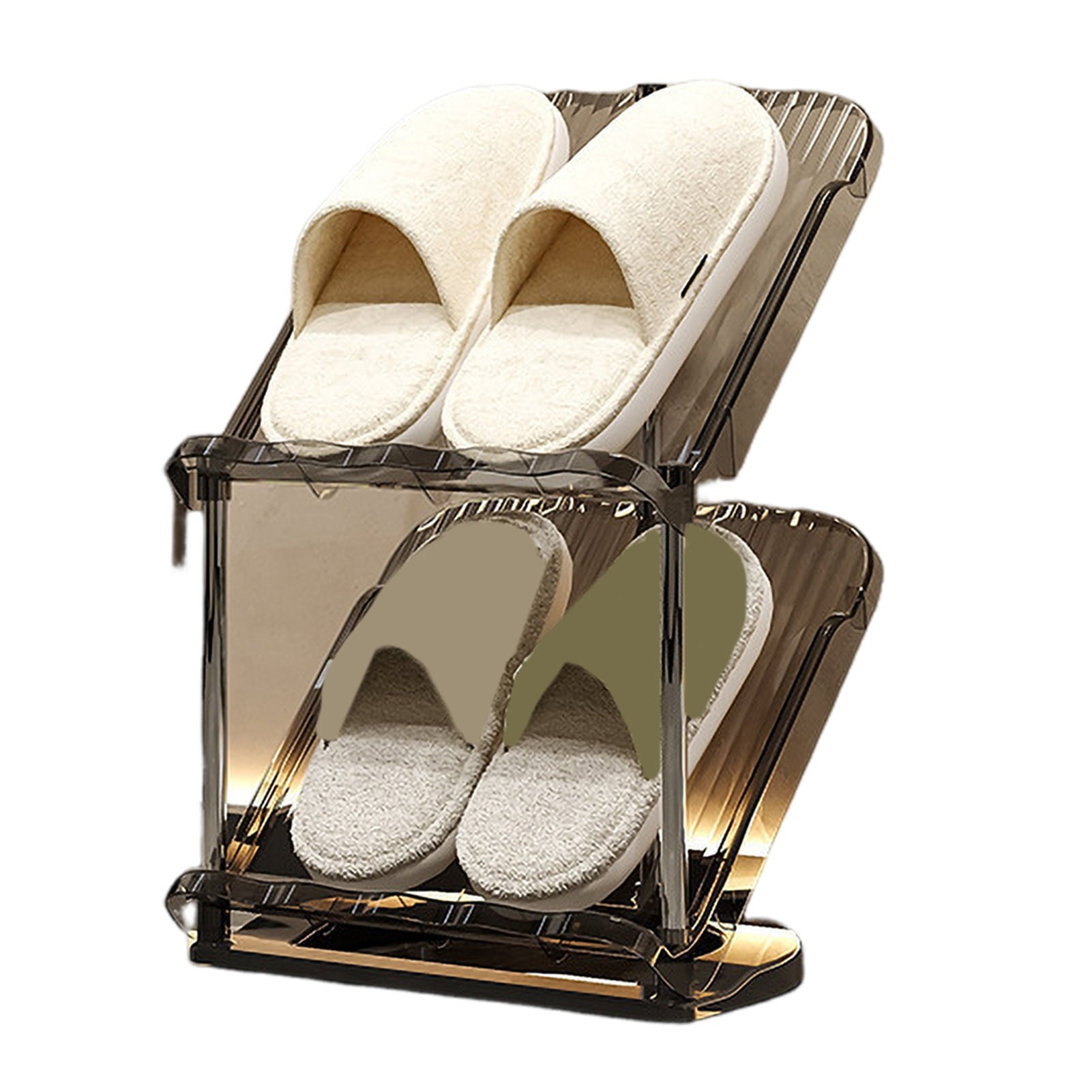 Zapatero de 2 niveles con zapatero inclinado de 45 grados, organizador ...