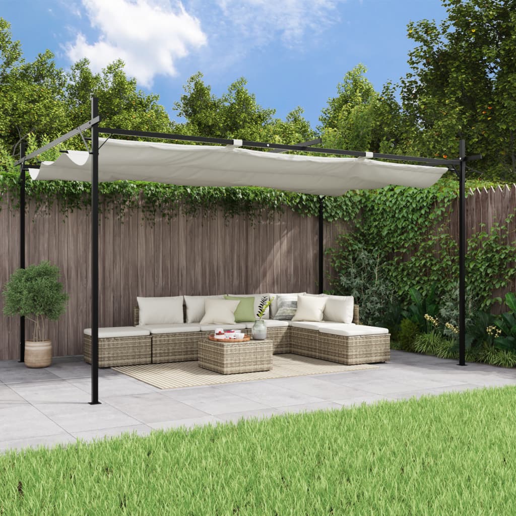 Maison Exclusive - Pergola avec toit rétractable crème 395x292x230 cm ...
