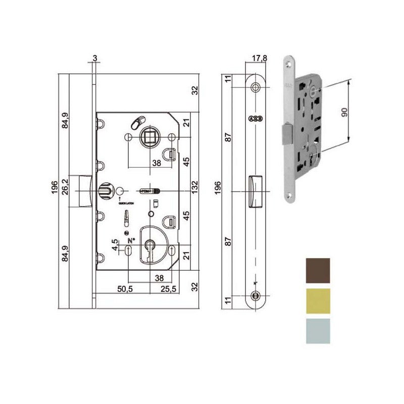 Cerradura Inf.Legno Mediana E60 Chrome Op 1101 Agb | Leroy Merlin