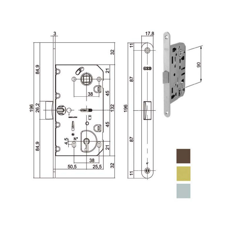 Cerradura Mediana Inferior Madera E60 Cromada Op 1101 Agb | Leroy Merlin