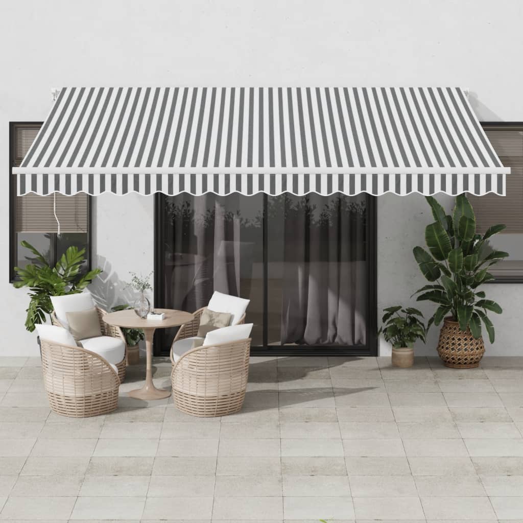 Toldo manual retráctil antracita y blanco 450x350 cm | Leroy Merlin