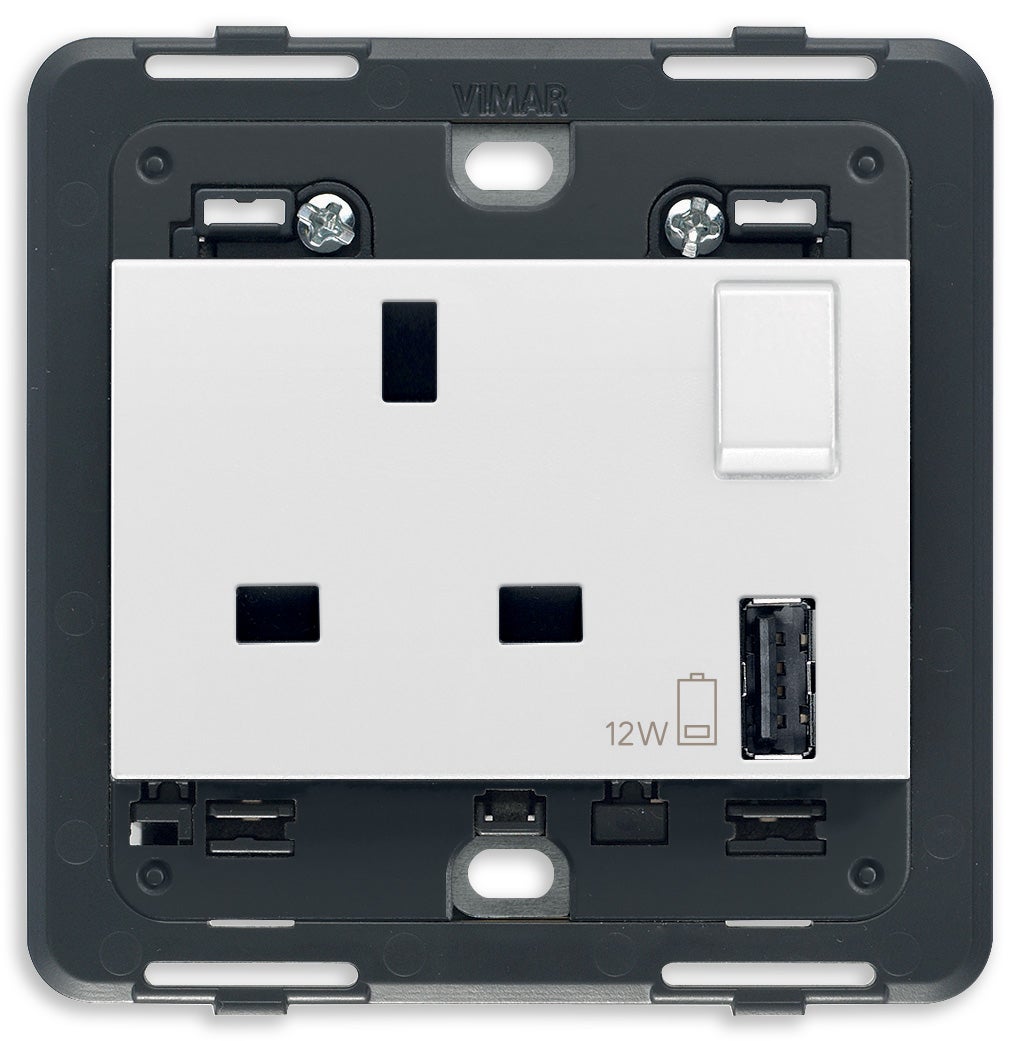 VIMAR - 20223.AB Toma BS 2P+T 13A + int. + USB A blanco | Leroy Merlin