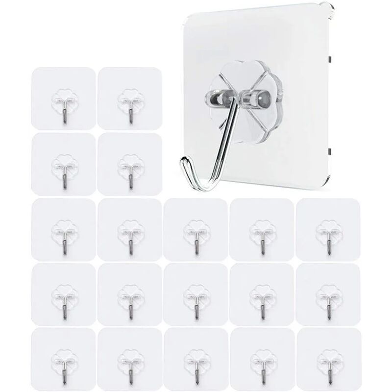 20 Imperméab lourd devoir crochets transparents auto-adhésifs charge ...