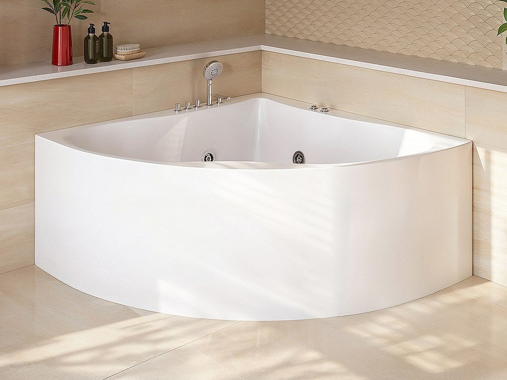 Narożna wanna z hydromasażem AGYNESS - 263 l - 135 x 135 x wys.57 cm ...