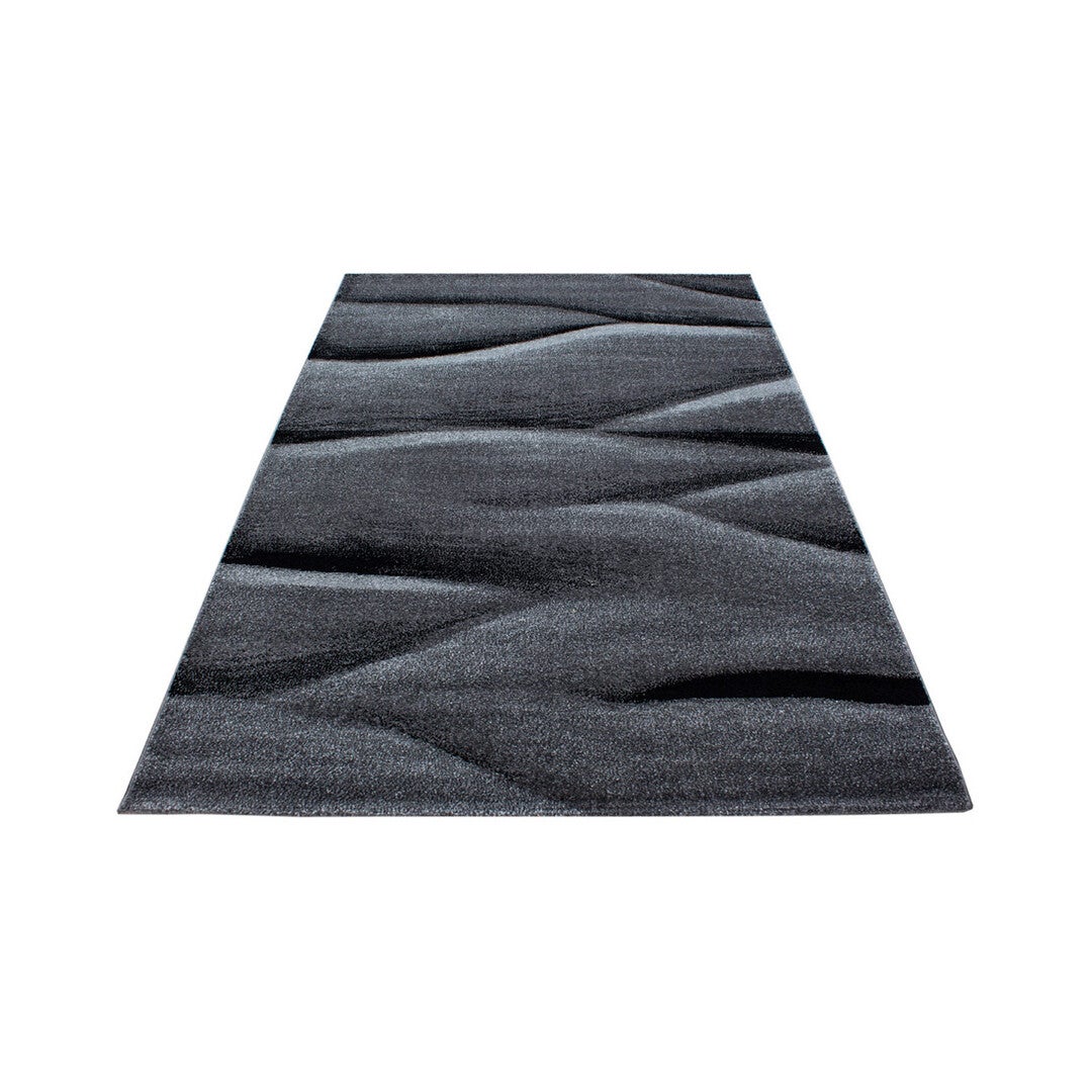 Tapis courbe contemporaine en polypropylène Noir 200x290 RABISCO ...