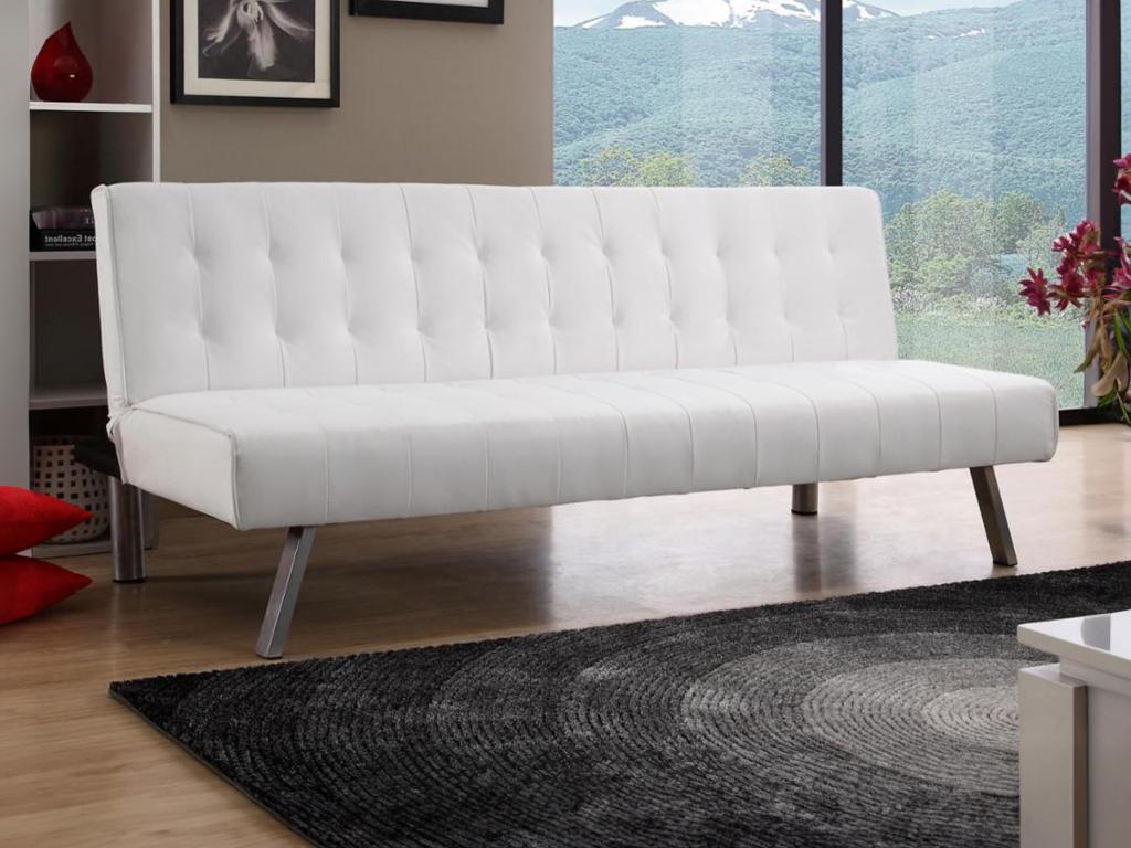 Sofá cama clic-clac GUILLAUME de piel sintética - Blanco | Leroy Merlin