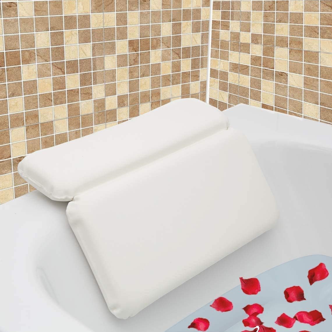 Oreiller de bain 14.5"x11", avec 7 ventouses antidérapantes, soutien du ...