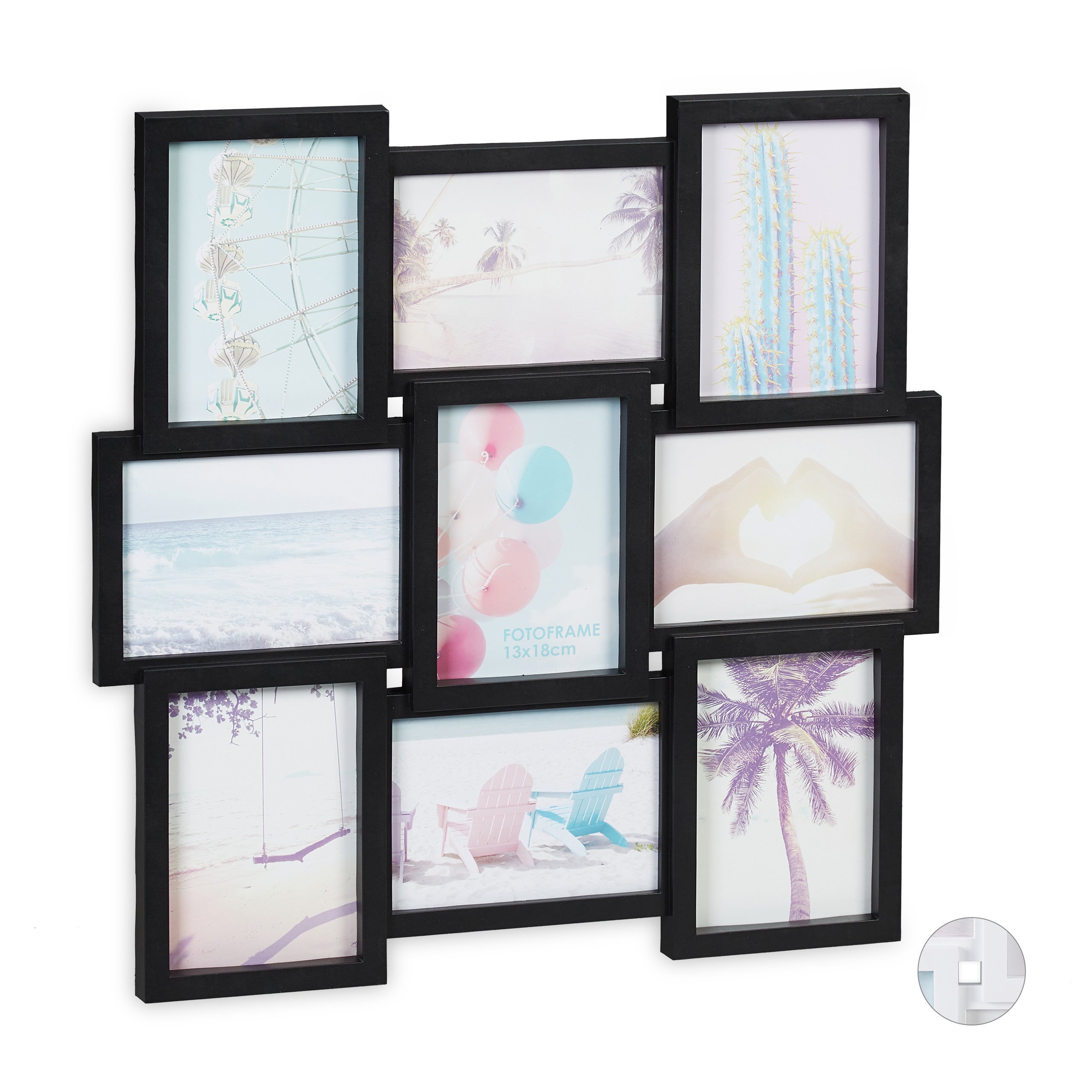 Relaxdays Cadre photos, Pêle-mêle 9 photos Galerie mur, Cadre mural ...