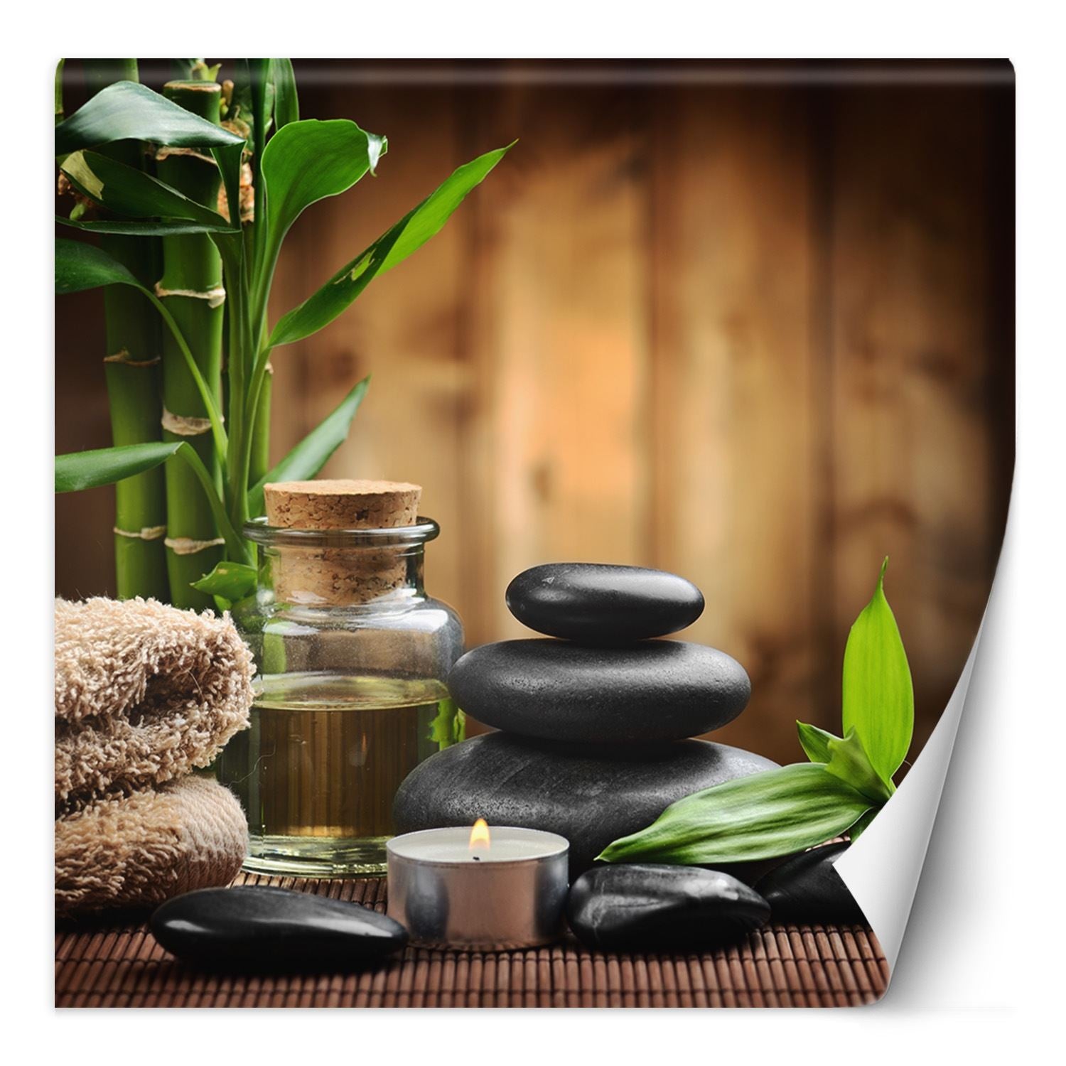 Papier peint mural, Pierres zen de bambou dans SPA - 200x200 | Leroy Merlin