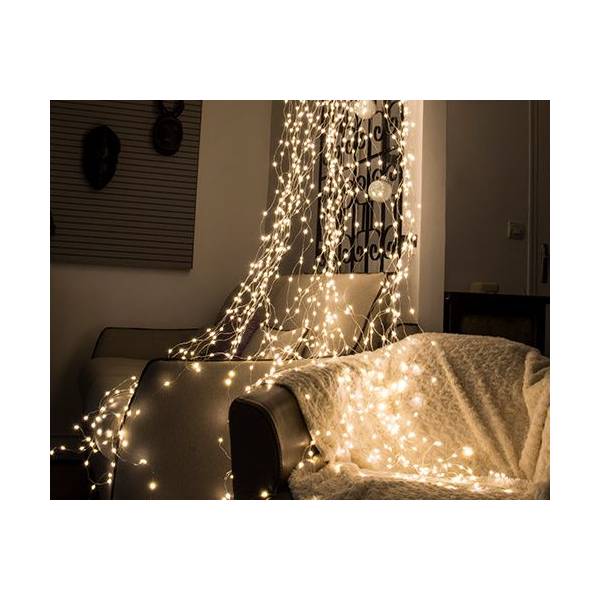 Cascade lumineuse tombante professionnelle H1.4M 720 micro-LED ivoire ...