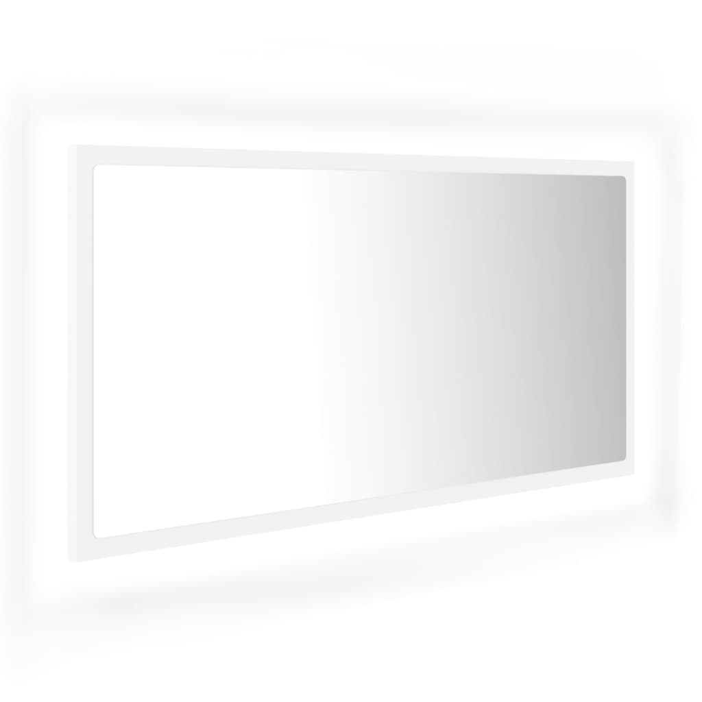 Miroir de salle de bain LED en acrylique blanc 90x8,5x37 cm | Leroy Merlin