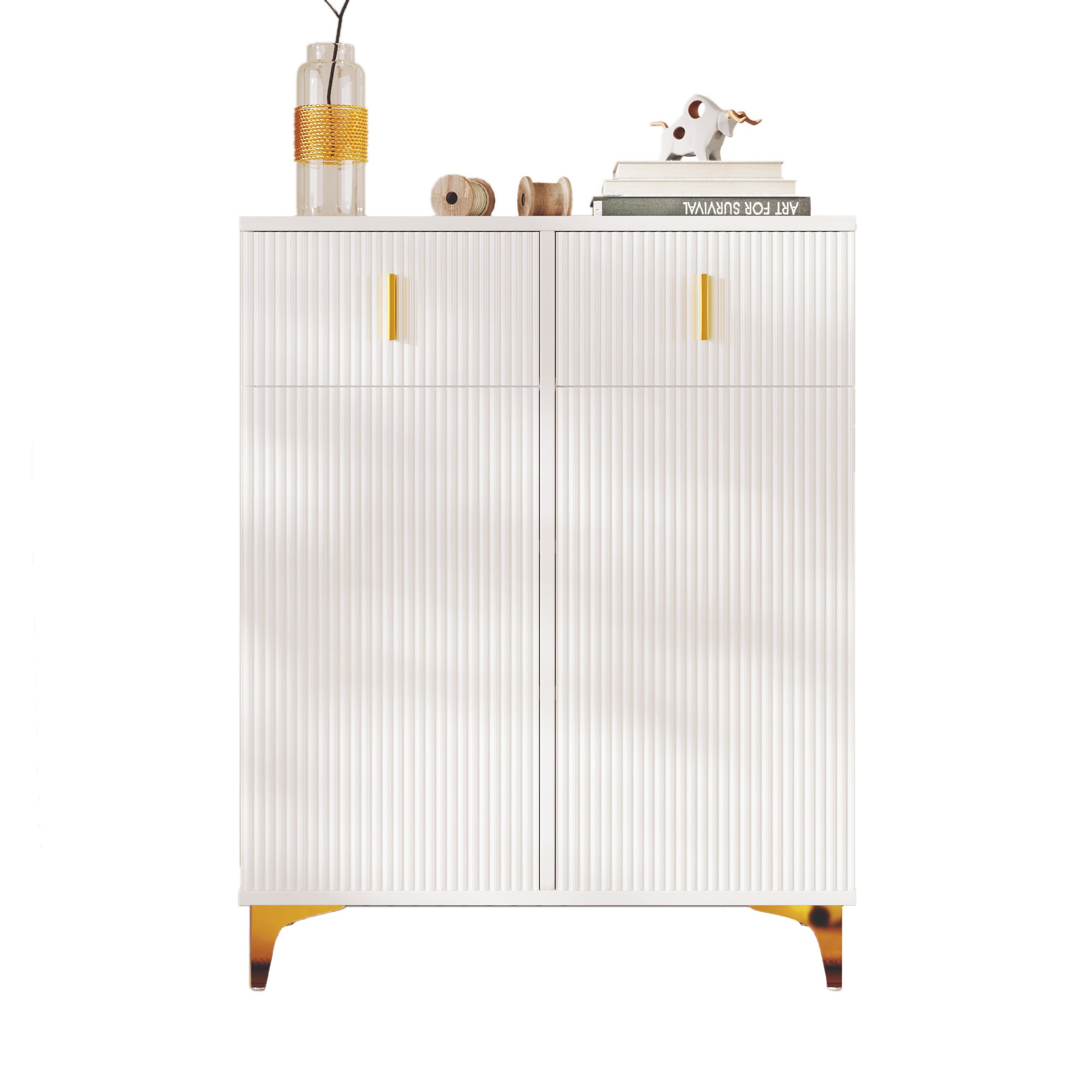 Élégant buffet/meuble à chaussures avec panneauxtexturés,étagères ...